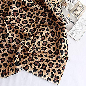 Cotton Fabric Leopard Fabric by The Yard 110cm Wide Cozy Trend Leopard (Beige Brown)