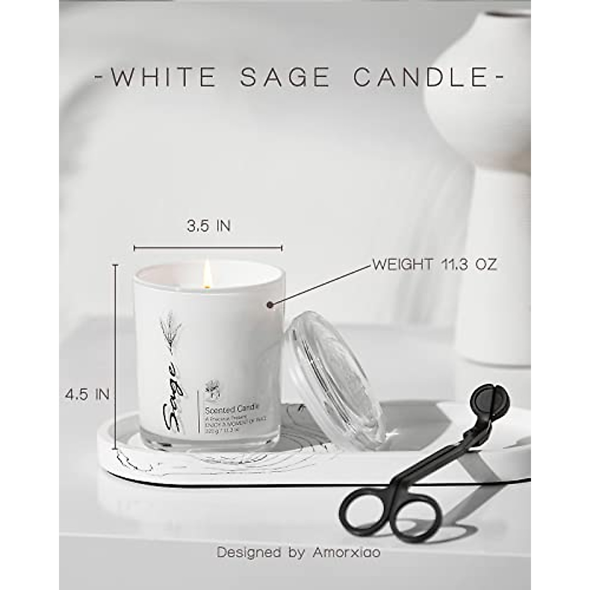 Sage Candles for Cleansing House Negative Energy, Alternative to Smudge Sticks, 22.6 OZ Sage Candles for Home Scented, Sage Smudge Candles for Meditation, Home Cleansing, Smudge Rituals, Pack of 2