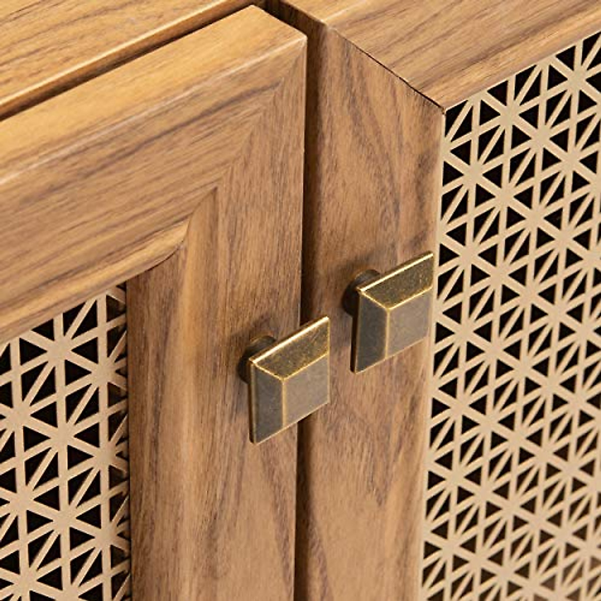 Safavieh Home Collection Piran Oak and Gold 4-Door 2-Shelf Media (65-inch Flat Screen) TV Stand