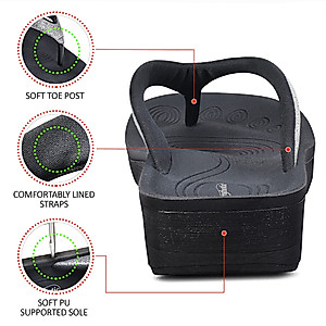 AEROTHOTIC Slip On Recovery Footwear Plantar Fasciitis Flip Flops for Women Yoga Mat Outdoor Walking Beach Ladies Arch Support Summer Thong Dressy Casual Sandals (Crystal Grey, Size 7)