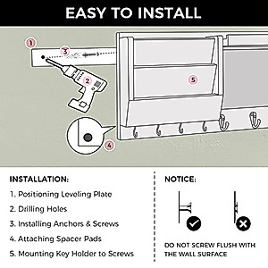 Ziivita Key Holder for Wall - Mail Holder Organizer Wall Mount with Shelf - Hanging Key Rack Hanger with Hooks Decorative for Home Coat Letter Dog Leash Entryway Living Room Decor