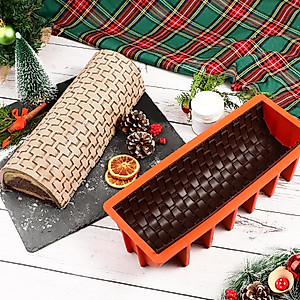 Webake Yule Log Cake Pan Silicone Yule Log Cake Mold with 2 Bark Mat, Christmas Cake Mold for Cake, Jello, Dessert, Great for Christmas
