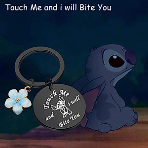 FOTAP Ohana Inspired Gift Hibiscus Flower Jewelry Touch Me and I Will Bite You Hawaiian Trip Gift (B-Bite You Key)