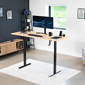VIVO Black Manual Height Adjustable Stand Up Desk Frame with Hand Crank System, Ergonomic Standing 2 Leg Workstation, DESK-V101M
