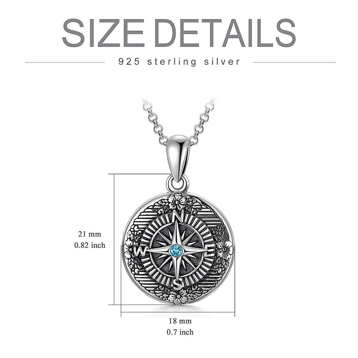AOBOCO Graduation Gifts for Her, 925 Sterling Silver Compass Locket Necklace That Holds Pictures, Enjoy the Journey, Student Gifts for College High School University