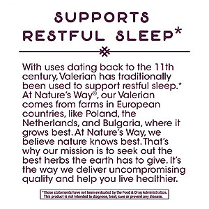 Nature's Way Valerian, Non-GMO, Gluten Free, 220 mg per serving, 90 Capsules