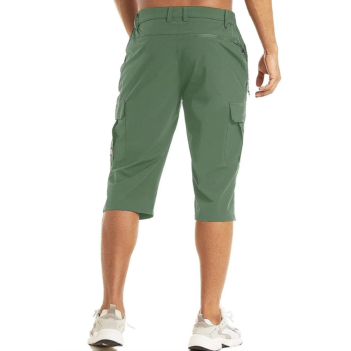 MAGCOMSEN Athletic Shorts for Men with Pockets Running Shorts Men Workout Shorts for Men Below Knee Shorts Casual Shorts Mens Hiking Pants Long Shorts Pea Green