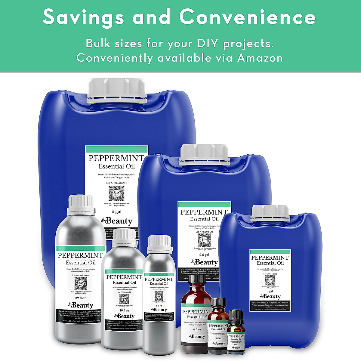 DIYBeauty Bulk Peppermint Essential Oil - Large Size 32 fl oz Bottle - 100% Pure and Undiluted Therapeutic Grade Mentha Piperita - Concentrated Extract