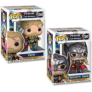Funko POP Marvel: Marvel Studios' Thor: Love and Thunder- Thor and Mighty Thor, Figures Stand 3.75" Tall, Each Figure Comes Individually Packaged