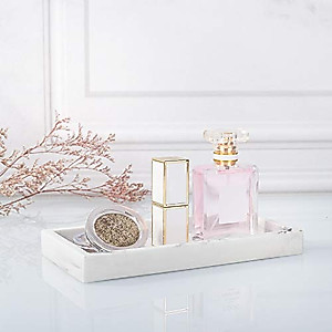 Emibele Resin Bathroom Tray, Mini Plate Holder for Tissues Candles Soap Towel Vanity Countertop Tray Toilet Tank Storage Tray Kitchen Tray Dresser Tray Jewelry Dish Holder Cosmetic Tray, Gravel White