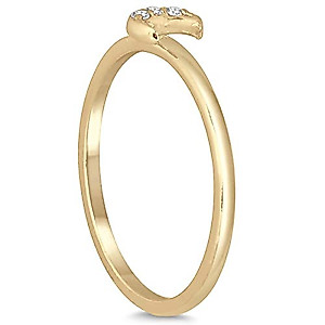 SZUL Stackable Diamond Crescent Moon Ring in 14K Yellow Gold