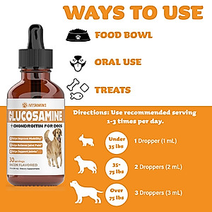 Glucosamine for Dogs | Supports Healthy Hips, Joints, & More | Glucosamine for Dogs Hip and Joint Supplement | Dog Glucosamine | Dog Joint Supplement | Glucosamine Chondroitin for Dogs | 1 fl oz