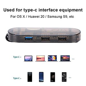 USB C Port Expande, 7-in-1 Hub Docking Station Transparent SD Card Reader HDMI Adapter USB C Hub Devices Adapter PD Charging (5Gbps