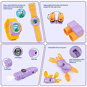 Kids Camping Tent Set Toys, MIBOTE 45pcs Pop Up Play Tent with Camping Gear Indoor Outdoor Pretend Play Set for Toddler Boys Girls - Including Telescope