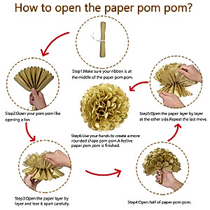 Moon Boat 35PCS Party Decorations Paper Fan Hanging Set - Birthday,Graduation,Baby Shower,Wedding,Retirement,Black and Gold Decor（Black）