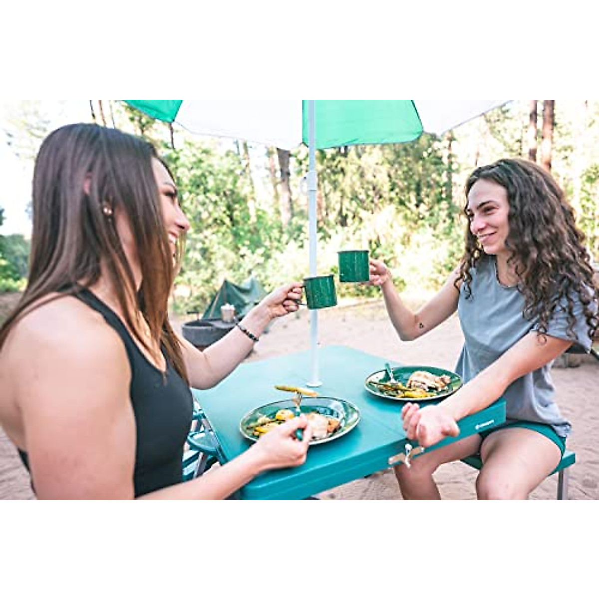 Stansport Picnic Table and Umbrella Combo - Green (615)