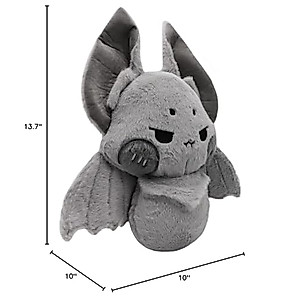 ELAINREN Crazy Gray Bat Plush Toy Halloween Bat Stuffed Soft Pillow Cartoon Furry Bat Plushie Dolls Gifts/13.7''