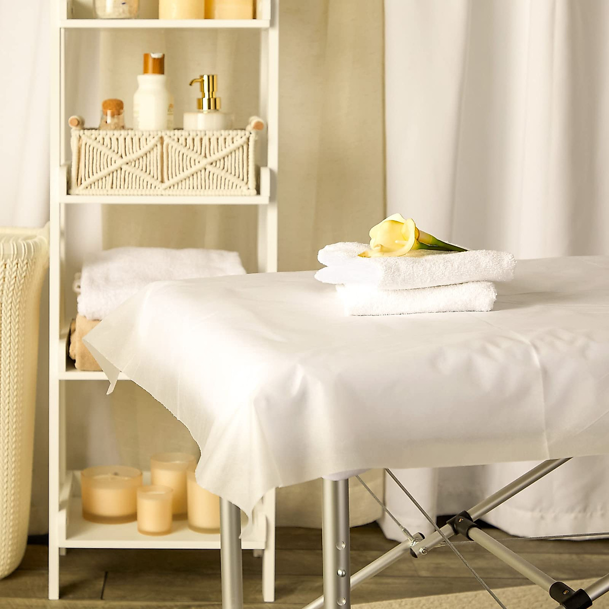 25 Pack Disposable Massage Table Sheets, Spa Bed Cover for Tattoo Chair, Beauty Salon, Chiropractor (31 x 78 In, White)