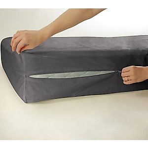 High Kotton 100% Egyptian Cotton Mattress Cover, 1000 Thread Counts, [6" Inch Deep Pocket] Twin XL Size, Dark Grey Solid, Zipper Around The Mattress
