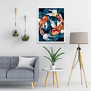 Hestarcul 5D Diamond Painting Halloween Kit,Diamond Art Kits for Adults,Diamond Dots,Paint with Diamonds Round for Gift,Wall Decor(12x16) (Koi)