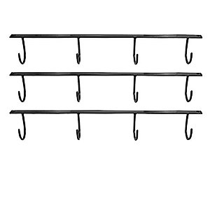 Fvstar 3pcs Mug Rack Under Cabinet,Mugs Holder Under Shelf,Coffee Mugs Hooks Under Cabinet,Coffee Cups Hanging Racks,Organizer Display Hooks for Mugs,Coffee Cups and Kitchen Utensils,Black