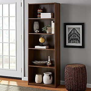 Adjustable 5-Shelf Wood Bookcase Storage Shelving Book Wide Bookshelf 71" Tall Standing Shelf Bookcase for Bedroom Living Room Kitchen Office