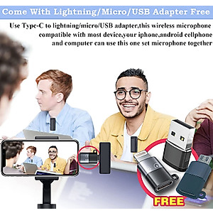 BaoDanRen Wireless Lavalier Microphone,Lavalier Microphone for iPhone Android,2 Pack Professional Lapel Micophone Wireless for Interview Video Podcast Vlog YouTube S12