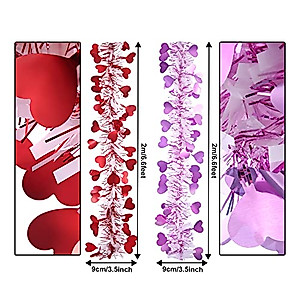 Bememo Valentine's Day Heart Tinsel Love Party Garland Sparkling Hanging Decoration for Valentine Wedding Engagement Anniversary Party Supplies (Total 33 Feet, Style C)