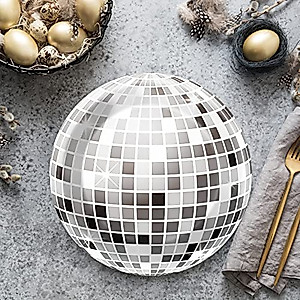 24 Pieces 70s Disco Party Paper Plates for 70’s Party Supplies Silver Disco Ball Theme Dessert Plates for Birthday Baby Shower 70’s Boogie 1970s Disco Fever Music 90s Bachelorette Party Decorations