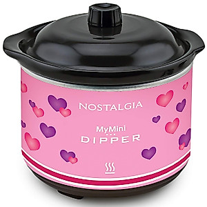 Nostalgia MyMini Chocolate dipping pot with dipping forks Valentine's gift fondue pot (Pink)