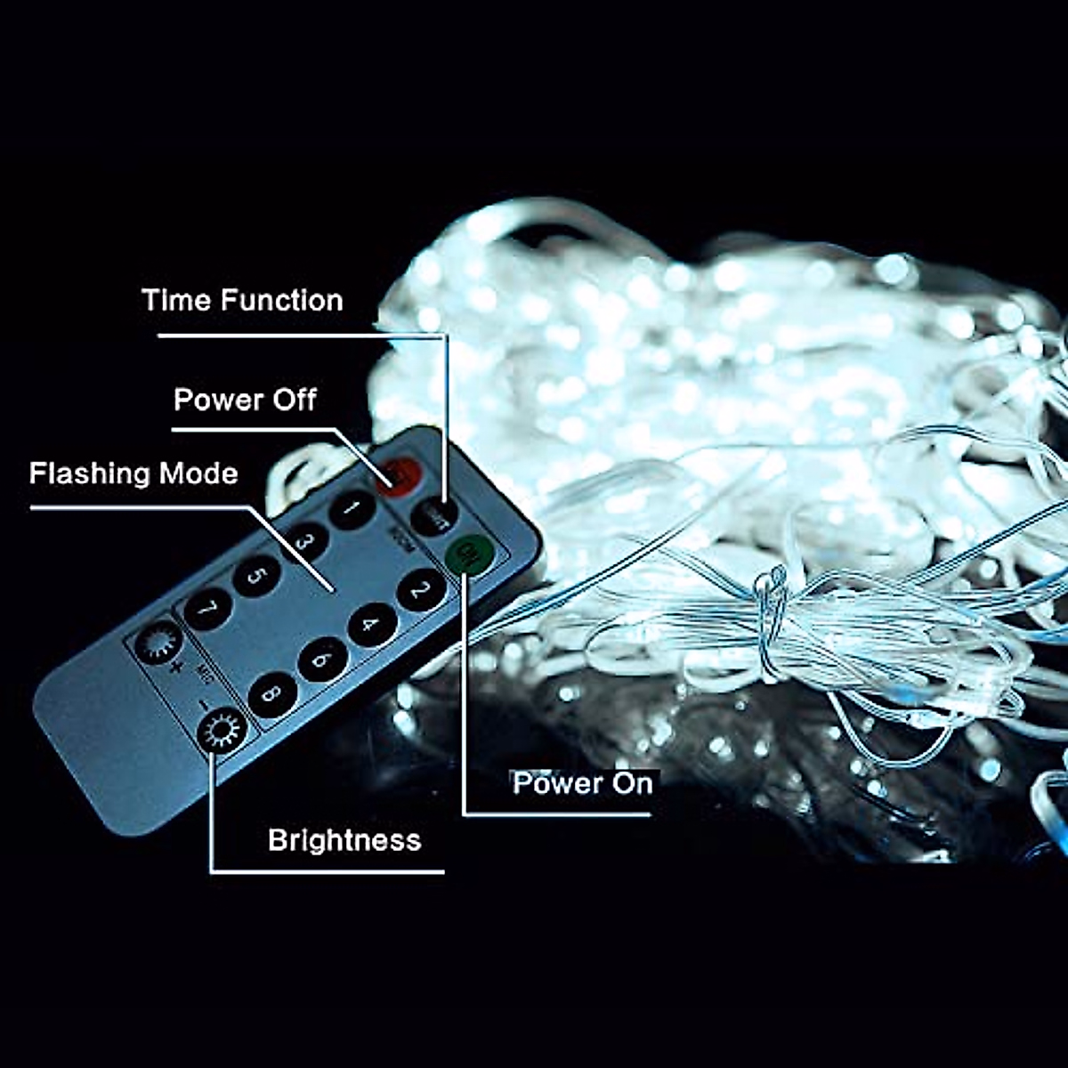 poripori 300 LED Curtain String Lights, Twinkle Fairy Lights for Bedroom with 8 Lighting Modes, USB Christmas Lights for Party Home Bedroom Indoor Wall Room Decor (White)