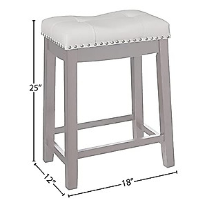 Angel Line Cambridge Bar Stools, 24" Set of 2, Espresso with Gray Cushion