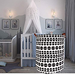 ModernHome & Co 19.7in Tall Laundry Basker Large Hamper Room Storage Decor Waterproof Foldable Canvas Laundry Baskets Kawaii Room Decor Baskets For Organizing Baby Hamper Laundry Bag (Black sm Polka)