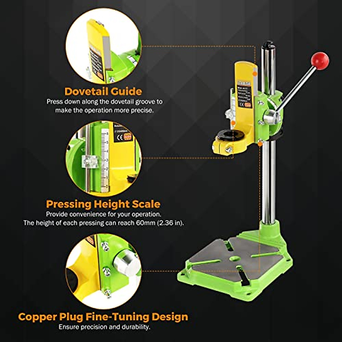 BEAMNOVA Drill Press Stand for Hand Drill Benchtop Industrial Kit Tool Holder 90 Degree Clamp Workbench Repair Tool
