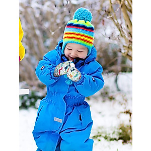 SATINIOR 2 Pairs Girls Waterproof Mittens Kids Snow Gloves Warm Thicken Ski Gloves for Winter Outdoor Activities(2-5 Years,Dinosaur Style)