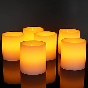Furora LIGHTING Pink Real Wax LED Votive Tealight Candles Pack of 6, 2 Inch Flameless Flickering Candles for Delicate Home Décor, Batteries Included