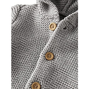 little planet by carter's unisex-baby Organic Cotton Signature Stitch Cardigan, Grey Heather, 3 Months