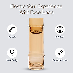 Elle Decor Bedside Water Carafe with Tumbler | 33Ounce Pitcher and Matching Drinking Glass | Stackable Cup as a Lid for Carafe | Home Dcor for Guest Room, Nightstand, Office, or Gift