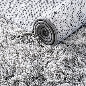 ISEAU Rugs for Living Room Ultra Soft Shag Area Rug 4'x6' Carpet for Bedroom, Non-Slip Fluffy Dorm Rug for Kids Room Home Decor, Light Grey