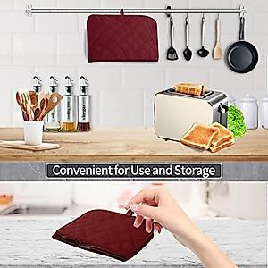 KINMAD Polyester Fabric Quilted Four Slice Bread Toaster Cover Bakeware Protector, Dust and Fingerprint Protection- Best Gift for Mother, Red