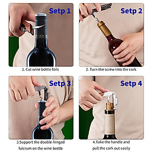 GOBETTER Wine Opener, Professional Corkscrews for Wine Bottles Cap Remover, Manual Wine Key for Home Use, Servers, Waiters Bartenders and Wine Lovers, Classic Rosewood
