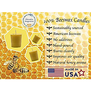 Alternative Imagination Premium 100% Pure, Natural Beeswax Votive Candles - Pack of 4