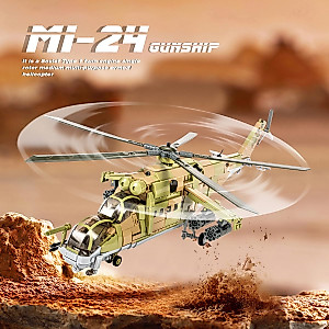 DAHONPA MI-24S Helicopter Medium Utility Military Army Airplane Building Bricks Set, 850+ Pieces Air-Force Build Blocks Toy, Gift for Kid and Adult