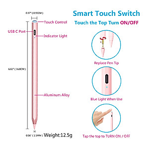 Stylus Pencil for Apple iPad 2018-2024 with Magnetic&Fast Charge Active Pencil Compatible with Apple iPad Pro13 M4/12.9/11inch,iPad Air M2/3/4/5,iPad 6-10,iPad Mini 5/6 Gen,ipad Pencil 8th&9th&10thGen