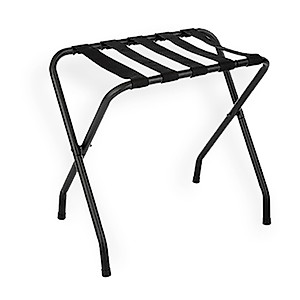 USTECH Luggage Rack-Single Tier, Pack of 1, Black, Fully Asssembled, Foldable Rack for Guest Room