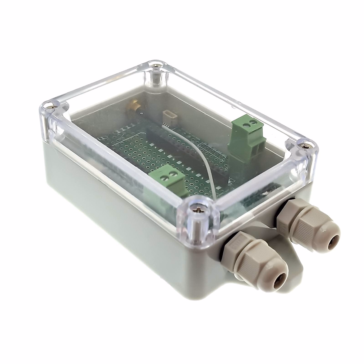 qBoxMini AFC DIY IOT Enclosure Kit (One SMA), IOT Enclosure for Feather ESP32 Cellular LoRa WiFi Arduino Board, Waterproof IP65 Enclosure with Glands, prototyping PCB, connectors Set and SMA