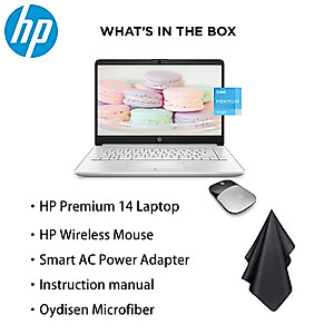 HP Premium Laptop, 14" HD Display, Intel Pentium Quad-Core Processor, 16GB RAM, 512GB SSD, Webcam, HDMI, Bluetooth, Wi-Fi, Windows 10 Wireless Mouse Bundle