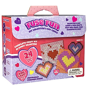 Heart Themed Fuse Bead Kits (24ct)- Perfect Goodie Bag Party Favors for Kids Birthday Party - Each Includes Pixel Art Craft Activity w Perler Beads - Kids Multi-Item Party Favor Packs for Boys & Girls