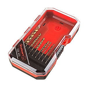 Drill Bit Set, Titanium Finish and High-Speed Steel BuildÂ– Straight Shank Twist Bits for Power Drill- 15 Piece Kit with Storage Case by Stalwart