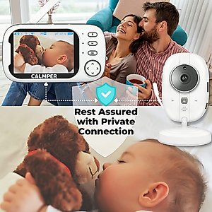 CALMPER Camper Video Baby Monitor with Camera and Audio - 3.5” Non WiFi Baby Monitor Camera with up to Overnight 2000mAh Battery - 1000ft VOX Long Range Baby Monitor No WiFi (2000mAh+FlexMount)